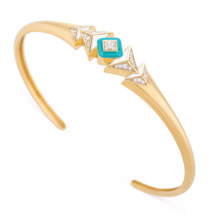 Square and Triangle Diamond Bangle - Falamank