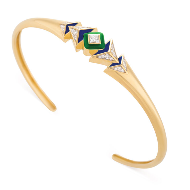 Square and Triangle Diamond Bangle - Falamank