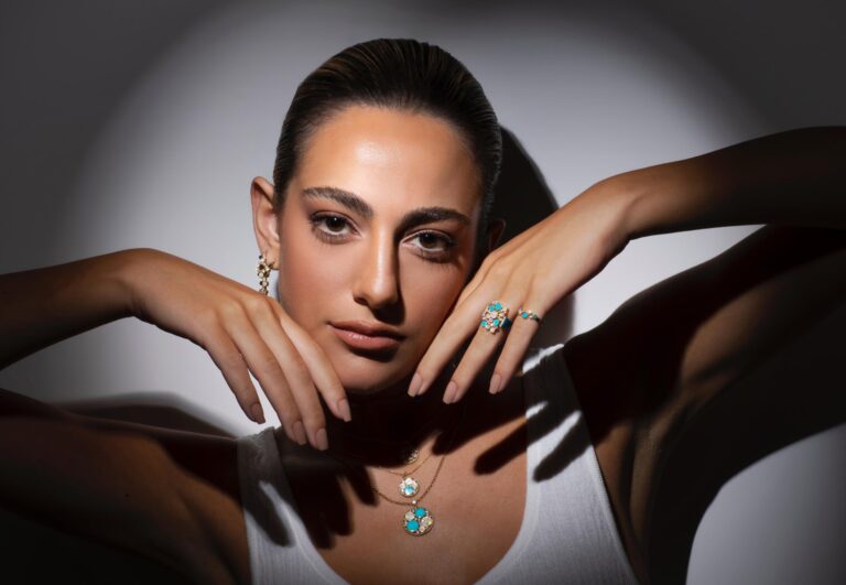 Diamond Bubbles Ring with Turquoise and Turquoise Enamel - Falamank